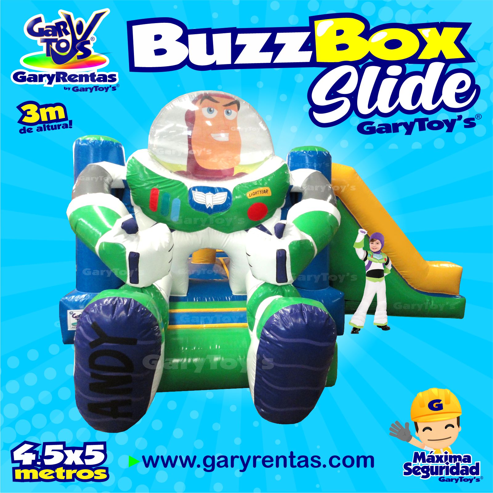 BUZZ BOX SLIDE – Renta de brincolines | Brincolines en Renta | GaryRentas