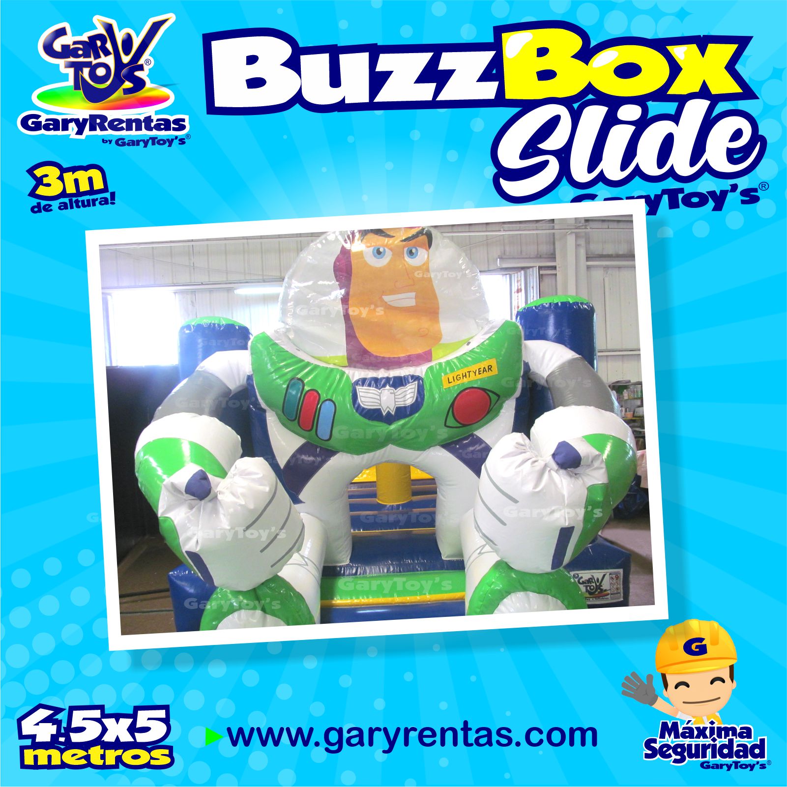 BUZZ BOX SLIDE – Renta de brincolines | Brincolines en Renta | GaryRentas