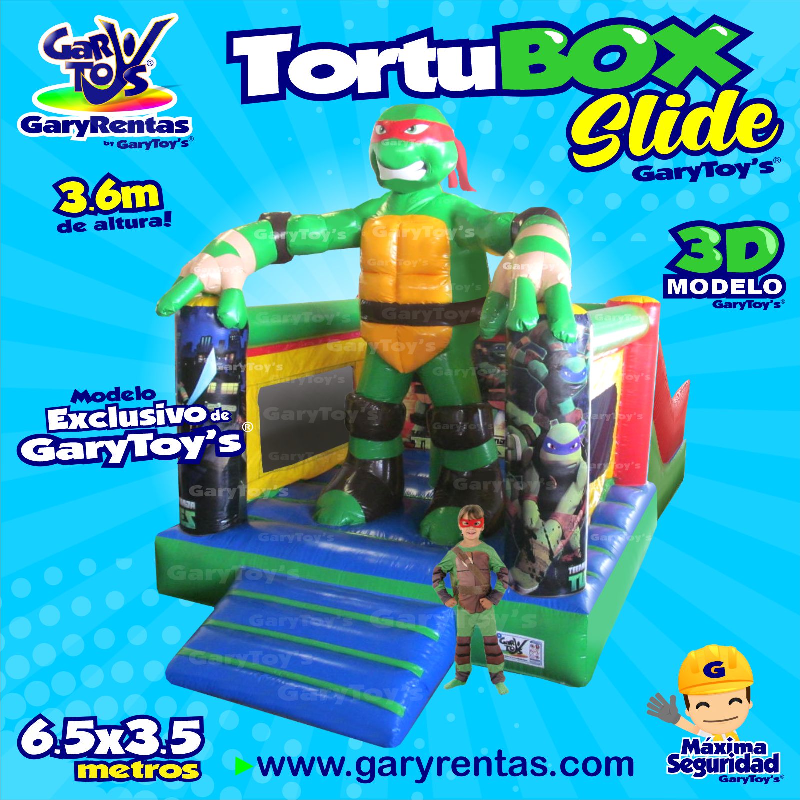 TORTU BOX SLIDE – Renta de brincolines | Brincolines en Renta | GaryRentas